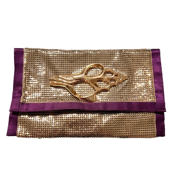 felix rey | Bags | Designer Felix Rey Seashell Clutch Purple Mesh Satin ...